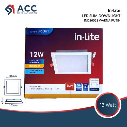 Jual INLITE LED Panel Plafon Slim Downlight Kotak 12W 12 Watt INDS602S ...