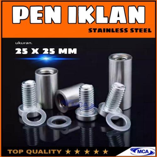 Jual PEN IKLAN 25 X 25 Stainless / 25x25 / Baut Akrilik / Baut Kaca ...