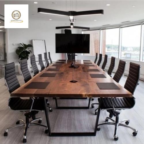 Jual Meja meeting besar/meja rapat/meja kantor kayu mahoni kaki besi ...