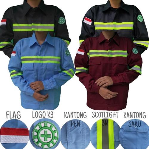 Jual PROMO FREE LOGO BENDERA DAN K3 Wearpack Kemeja Safety Atasan ...