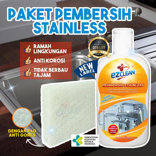 Promo PAKET PEMBERSIH STAINLESS (EZ CLEAN STAINLESS CLEANER + WHITE PAD ...