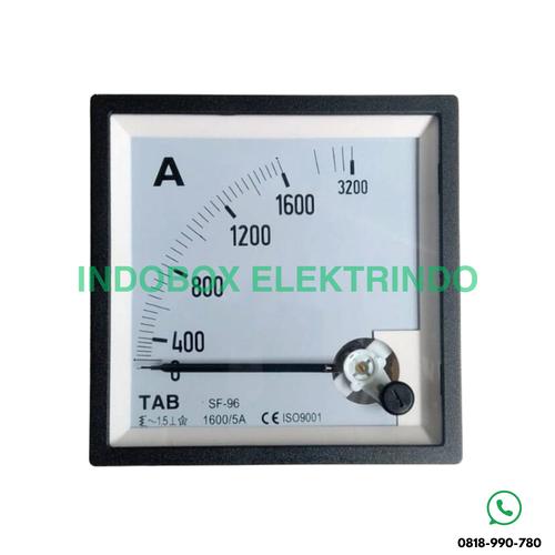 Jual Analog Ampere Meter AC Via CT 1600/5A TAB ( 72 x 72 / 96 x 96 ...