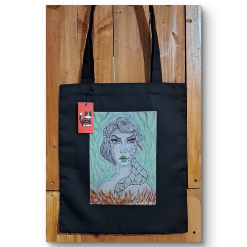 Jual Tas Lukis | Tas Cetak DTF Black Series 02 | Tas Wanita | Tote Bag ...