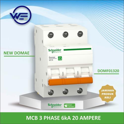 Jual MCB NEW DOMAE 3P 20A - DOMF01320 Schneider Mini Circuit Breaker 3 Phase 20 Ampere 6kA ...