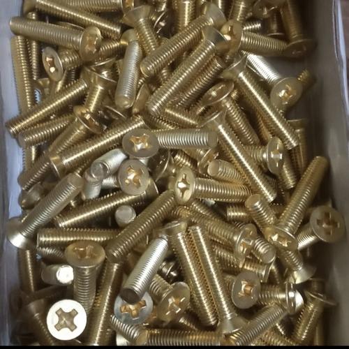 Jual Baut + Mur Brass/ Baut JF Kuningan Flat Head M6 X 1.0 X 40 ...