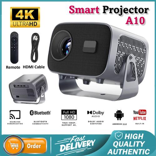 Promo A10 Projector Proyektor Bluetooth Android 11.0 4K FHD LED 2GB RAM ...