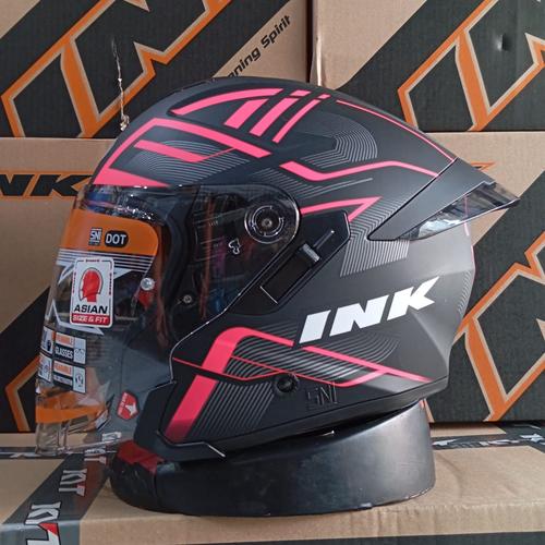 Jual HELM INK TERRA 2 MOTIF#1 MATT BLACK FUXIA SINGLE VISOR - #1 MAT BK ...
