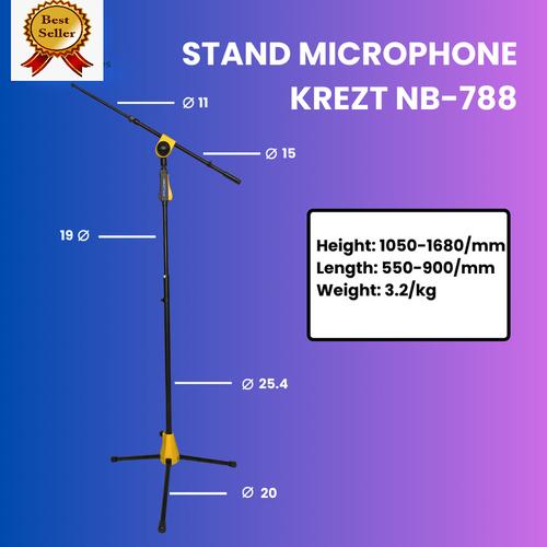 Jual Stand Microphone KREZT NB-788 Standing Mic Sistem Pencet Tiang Mik ...