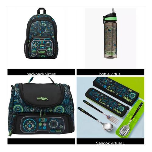 Jual Smiggle Vitual Game Backpack Lunch Bag Botol Minum Sendok Set Kado ...