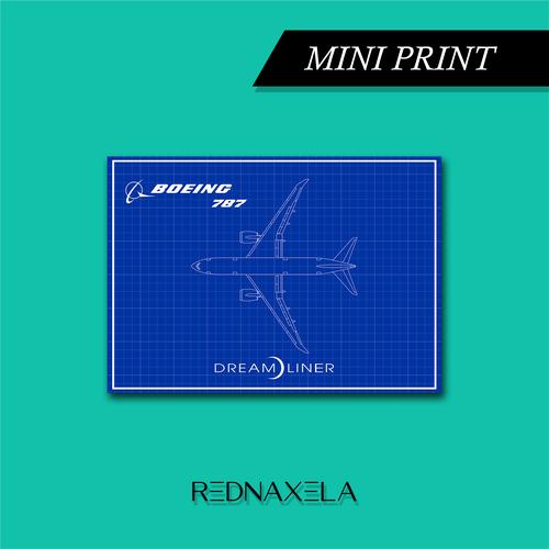 Jual Mini Print A6 - Boeing 787 Dreamliner Blueprint Wall Desk ...