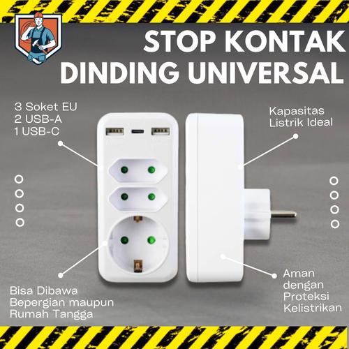 Jual Stop Kontak USB Type C EU Plug Colokan Dinding Lantai Adaptor ...
