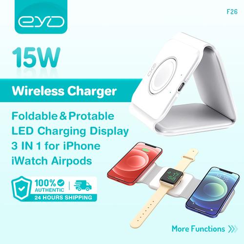 Promo EYD F21 Foldable Wireless Charger 15W Magnetic 3-in-1 Charger ...