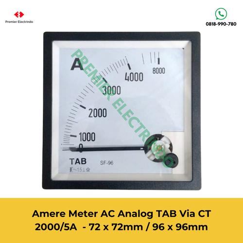 Jual Ampere Meter AC Analog TAB Via CT 2000/5A - Panel Meter Analog ...
