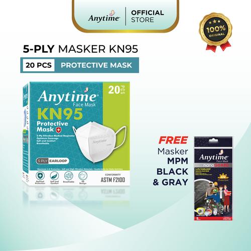 Jual ANYTIME MASKER 5PLY KN95 EARLOOP - MASKER MEDIS - BOX 20+MPM BG ...