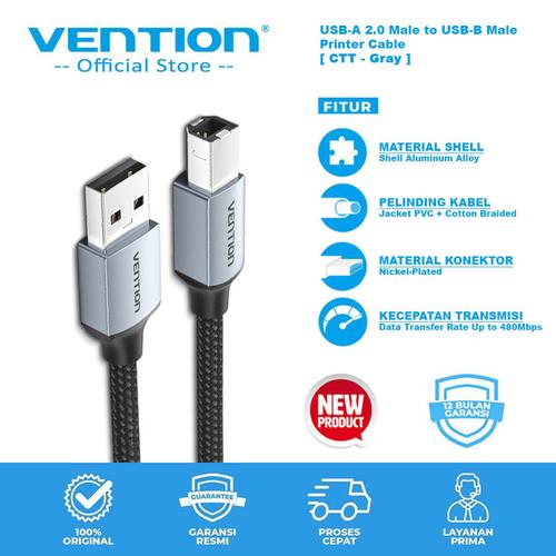 Jual Vention Kabel Data USB 2.0 Type A Male to B Male Scanner Printer ...