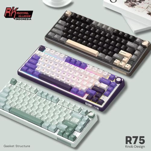 Jual Royal Kludge RK R75 RGB Knob 75% Gasket Mechanical Keyboard ...