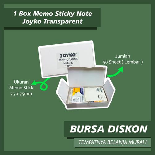 Jual 1 Box Memo Stick Plastik Transparan Joyko MMS-32 3x3 inch 50 sheet ...