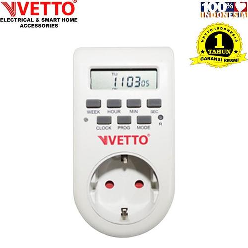 Jual Stop Kontak Timer Digital Merk Vetto Bisa Di Setting Mingguan Dan ...