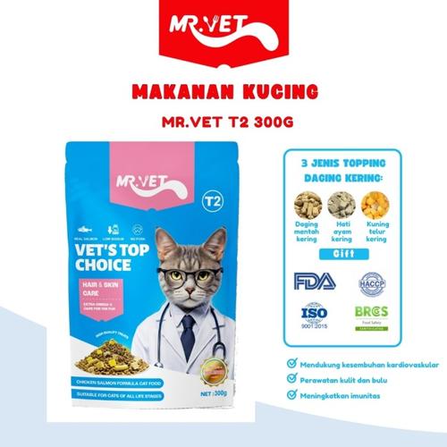 Jual Makanan Kucing Kering Mr.Vet T2 Paket Percobaan 300g yang membuat ...
