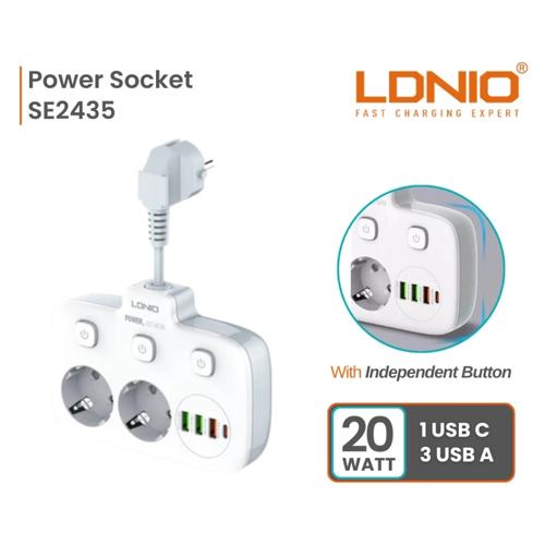 Jual LDNIO SE2435 POWER SOCKET 20W PD/QC 3.0 AUTO-ID FAST CHARGING ...