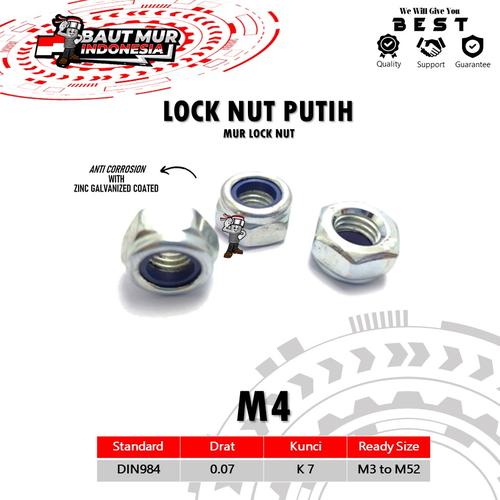 Jual LOCK NUT NYLON GALVANIS MUR LOCK NYLON GALVANIS M4 ISI 10 PCS ...