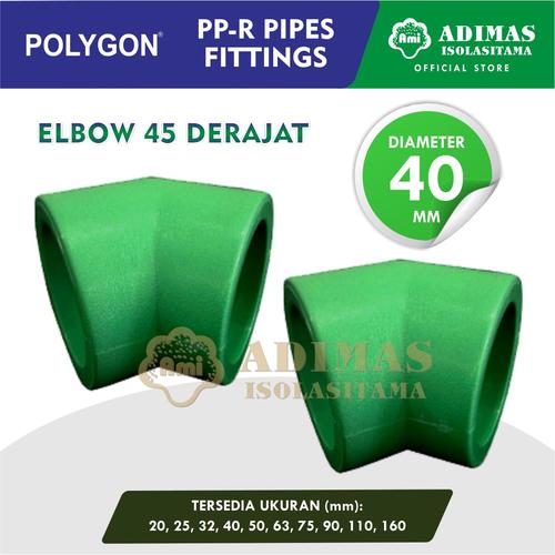 Promo Fitting PPR Polygon Elbow 45 Derajat Diameter 40 mm Sambungan ...