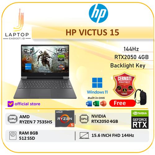 Promo HP VICTUS 15 RTX2050 4GB RYZEN 5 7535HS 8GB 512GB SSD Win 11 ...