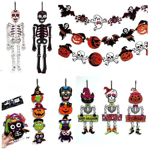 Jual Garland Labu Gantungan Tengkorak Gambar Halloween Gliter Board ...