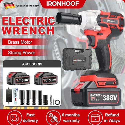 Jual STOK ADA IRONHOOF Impact Wrench 388V Impact Baterai 288V Brushless 420N.M Electric Impact ...