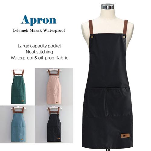 Jual Apron Celemek Masak Waterproof Dewasa Apron Motif Polos - Hitam ...