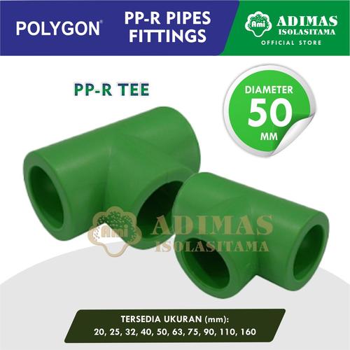 Jual Fitting PPR Polygon Tee Diameter 50 mm Sambungan Pipa Warna Hijau ...