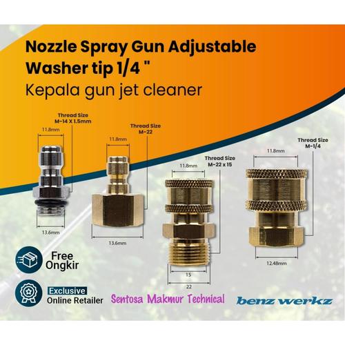 Jual 1/4" Connector Konektor Quick Release Coupler Adaptor Nozzle High Pressure Jet Cleaner ...