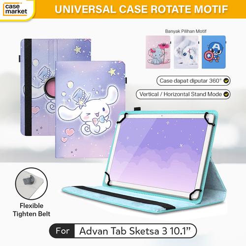 Promo Advan Tab Sketsa 3 10.1 inch Flip Case Rotating Cover Motif ...