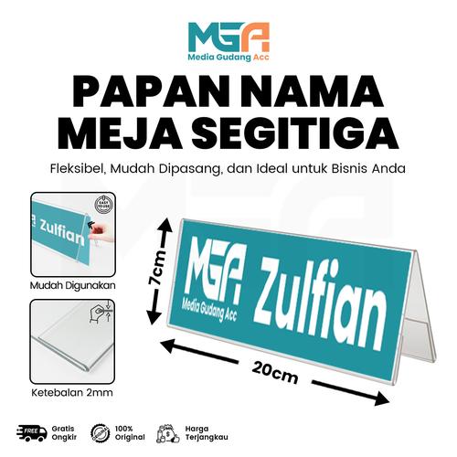 Promo AKRILIK PAPAN NAMA / ACRYLIC DISPLAY SEGITIGA MEJA KANTOR 7X20 CM ...