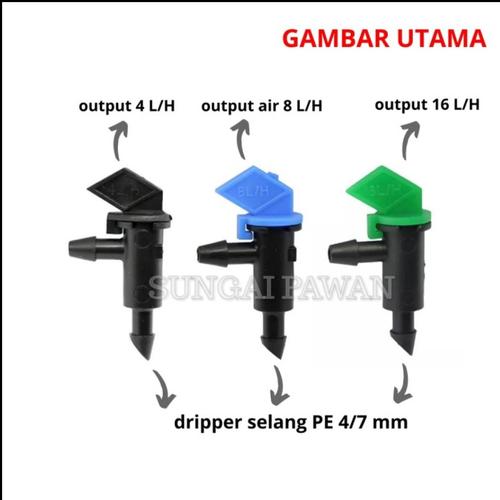 Jual dripper drip tetes air penyiram tanaman selang PE 4/7 mm irigasi ...