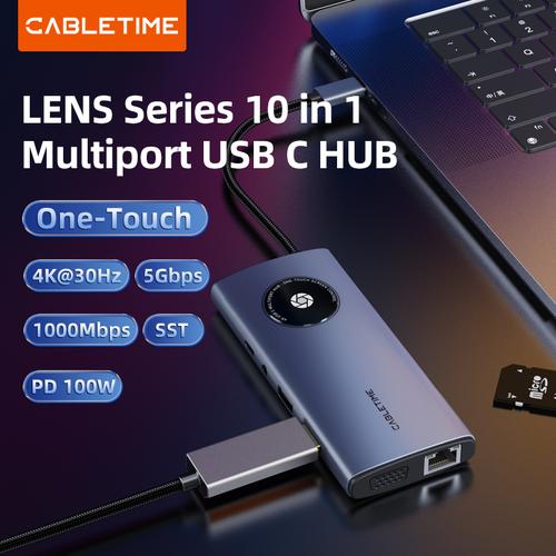 Promo Docking Station USB Type C to HDMI DP VGA RJ45 CABLETIME USB Hub ...