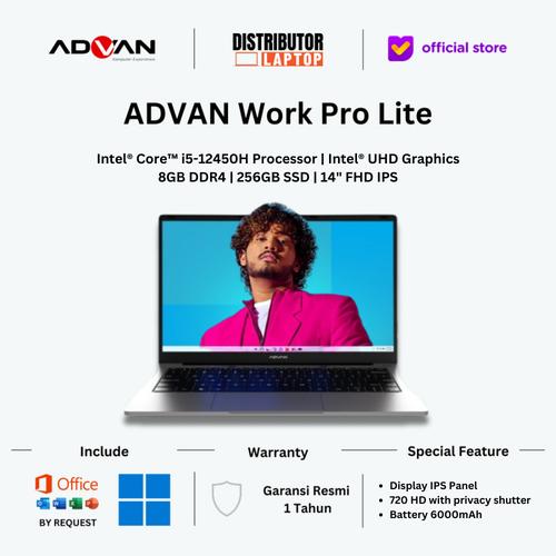 Promo Advan Laptop WorkPro Lite i5-12450H RAM 8GB 256GB SSD 14" FHD ...