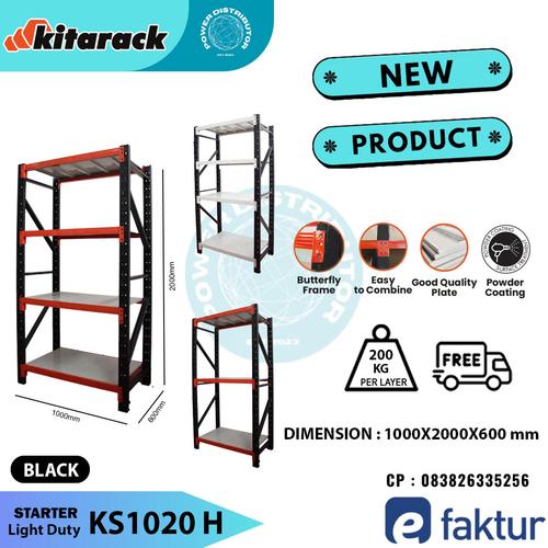 Promo Rak Gudang Besi Frame Hitam KS Series 200kg/Layer - KS1020 Rack ...