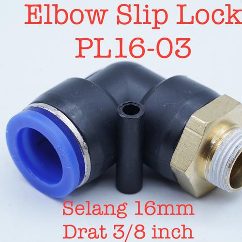 Jual PL16-03 PL16 - 03 Slip Lock Konektor Elbow Fitting Selang 16mm to ...