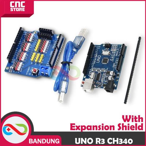 Jual ARDUINO UNO R3 ATMEGA328P CH340 PLUS ANSION SHIELD V5.0 - Kab ...