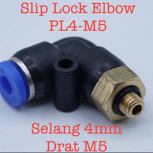 Jual PL4-M5 Slip Lock Konektor Elbow Fitting Selang 4mm to Drat 5mm M5 ...