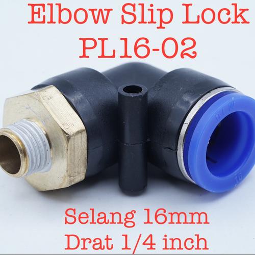Jual PL16-02 PL16 - 02 Slip Lock Konektor Elbow Fitting Selang 16mm to ...
