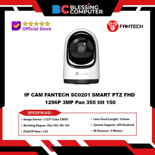 Promo IP CAM FANTECH SC0201 SMART PTZ FHD 1296P 3MP Pan 355 tilt 150 ...