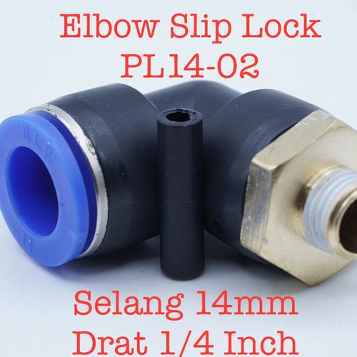 Jual PL14-02 PL14 - 02 Slip Lock Konektor Elbow Fitting Selang 14mm to ...