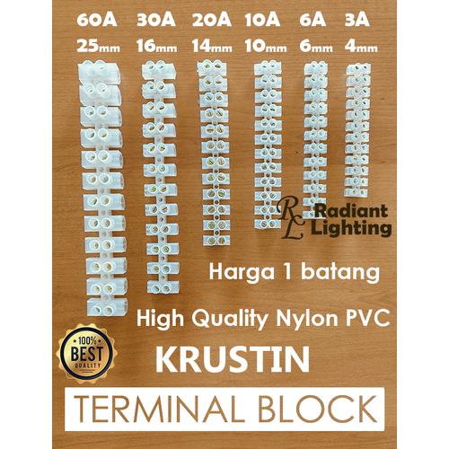 Jual Terminal Block Krustin Blok Klustin 3A 6A 10A 20A 30A 60A - Putih ...