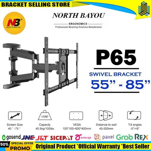 Jual Bracket TV Monitor LED LCD North Bayou NB P65 55" - 85" Tilt Swivel - NB P6 43-80 - Jakarta ...