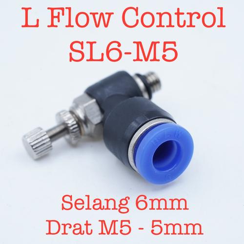 Jual SL6-M5 Elbow Fitting L Flow Control Speed Controller Valve Selang 6mm to Drat M5 5mm Slip ...