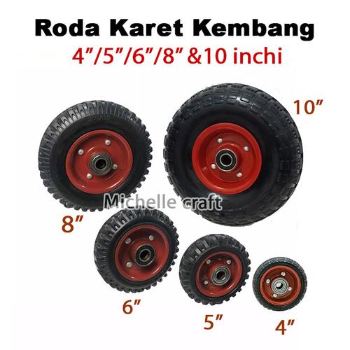 Promo Roda Karet 4/5/6/8 inch Kembang HEAVY DUTY gerobak troli Wheel ...
