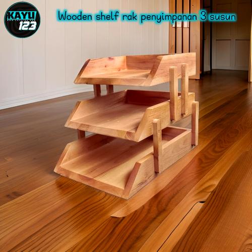 Jual Wooden Shelf Rak Tempat Penyimpanan Kertas A4/F4 BIsa 3 Susun ...