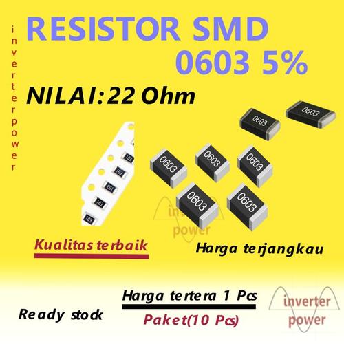 Jual 22R 22 Ohm 0603 5% paket 10 pcs resistor smd - Kota Semarang ...